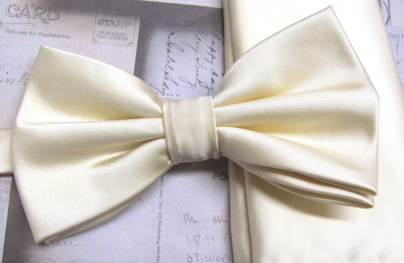 Mens Bowtie. Champagne Cream Bowties With Matching Pocket Square Option ...