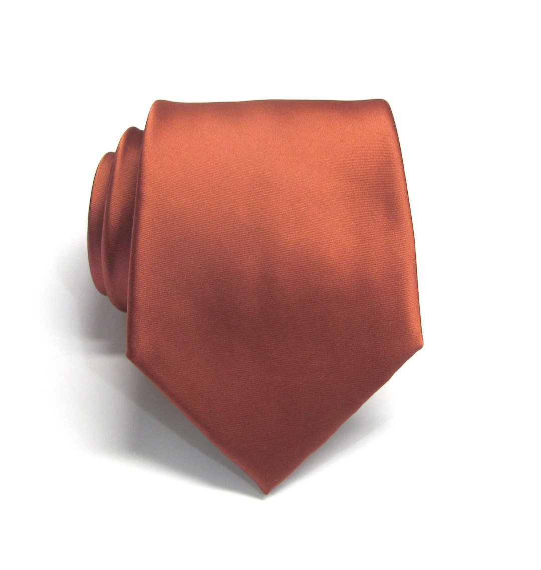 Mens Ties Copper Rust Brown Mens Neckties With Matching Pocket Square ...