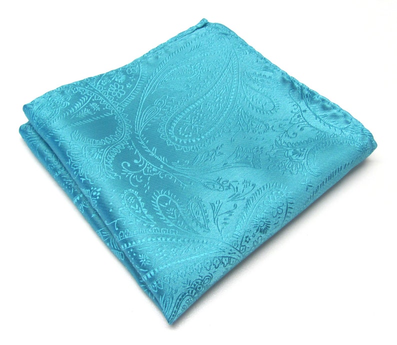 Pocket Square Turquoise Teal Blue Paisley Hanky Handkerchief - Etsy