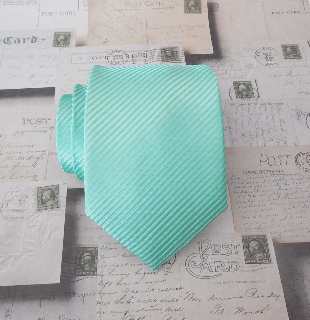 CLEARANCE SALE Mint Ties. Mens Tie. Mint Green Stripe Wedding Mens Silk Necktie - Etsy