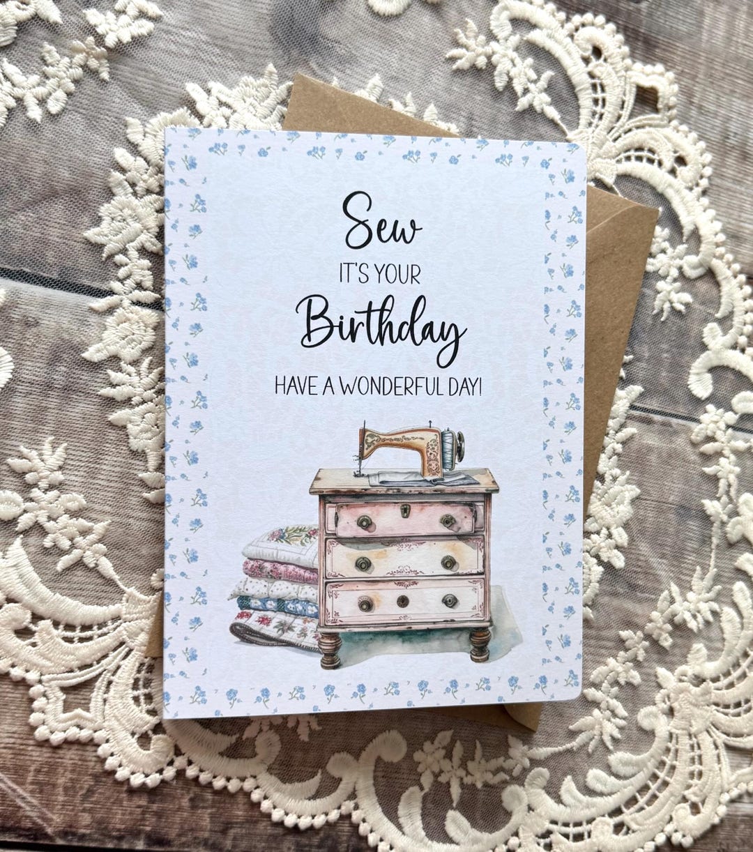 Sewing Birthday Card - Sewing Theme Card - Blank Inside - Etsy