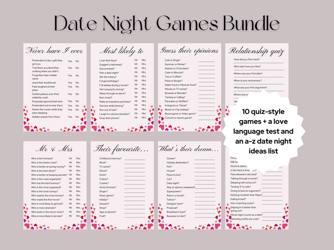 Date Night Games Bundle, Valentines Games, Relationship Quiz ...