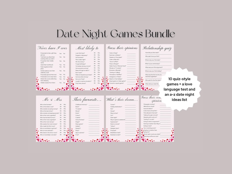 Date Night Games Bundle: Relationship Quiz, Date Ideas, Relationship ...