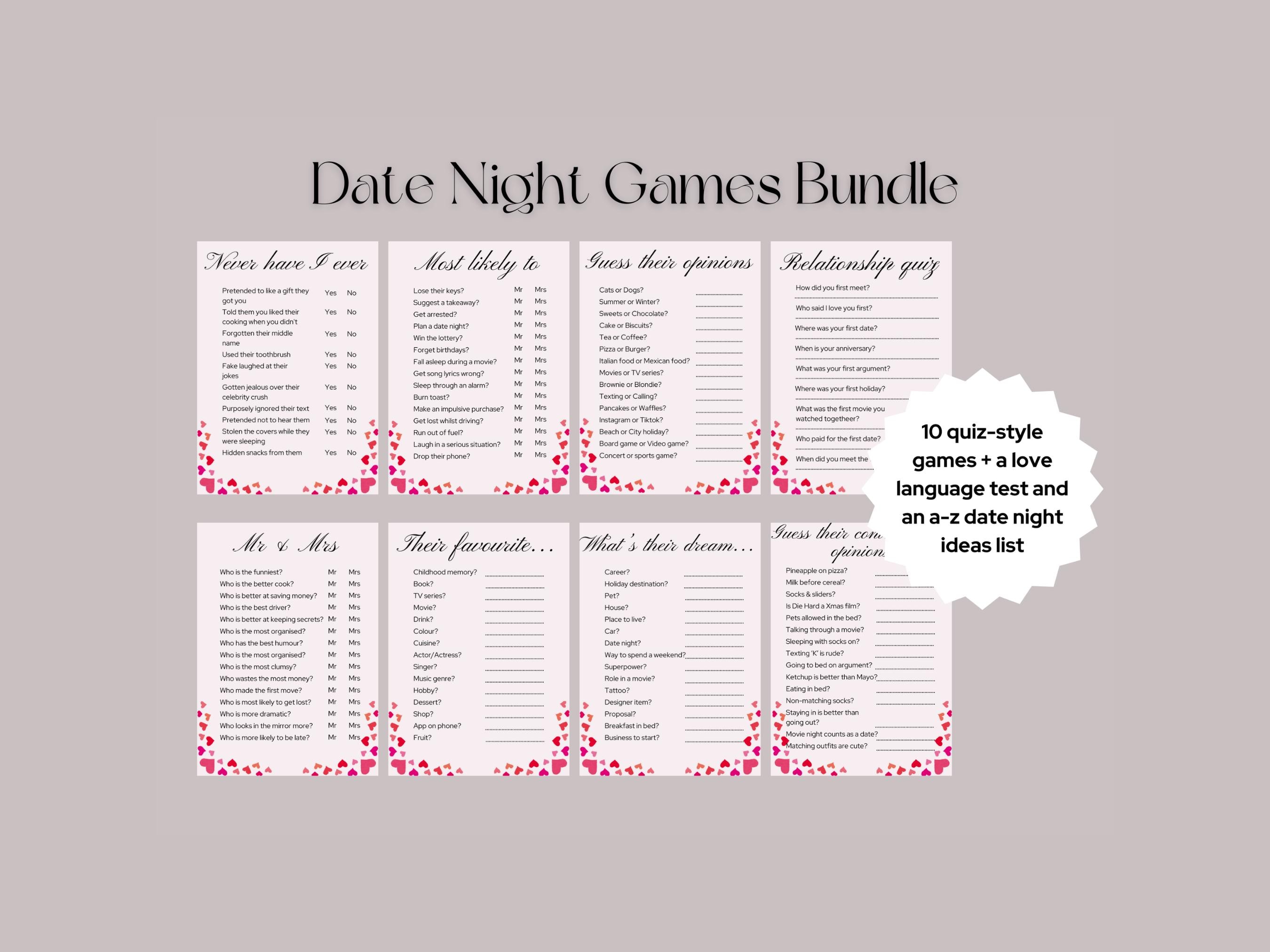 Date Night Games Bundle: Relationship Quiz, Date Ideas, Relationship ...