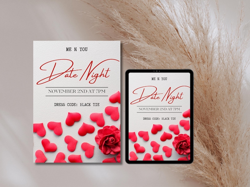 Date Night Invitation, Valentines Day Invitation, Date Night Digital ...