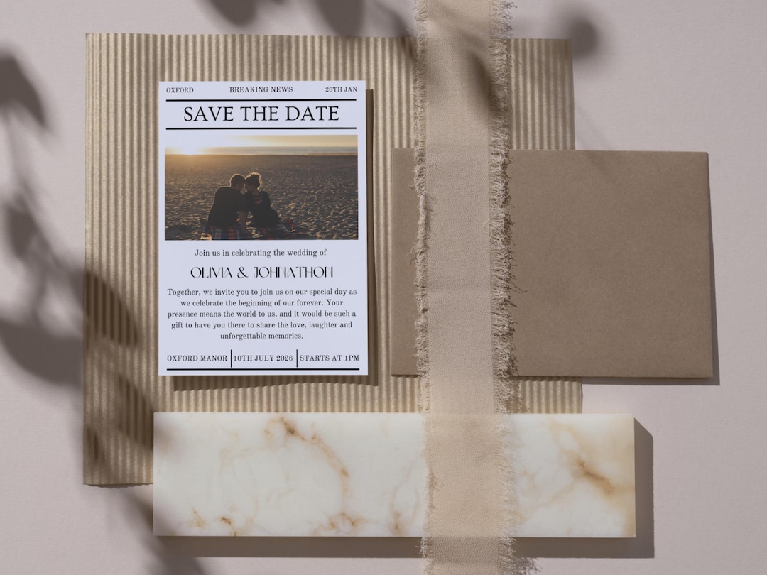 Newspaper Digital Wedding Invitation, Newspaper Style Wedding ...