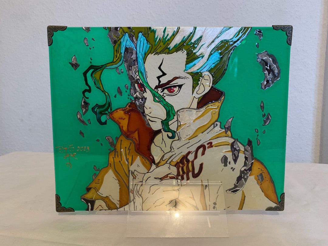 Handmade Stained Glass Art of Senku From Dr Stone. - Etsy