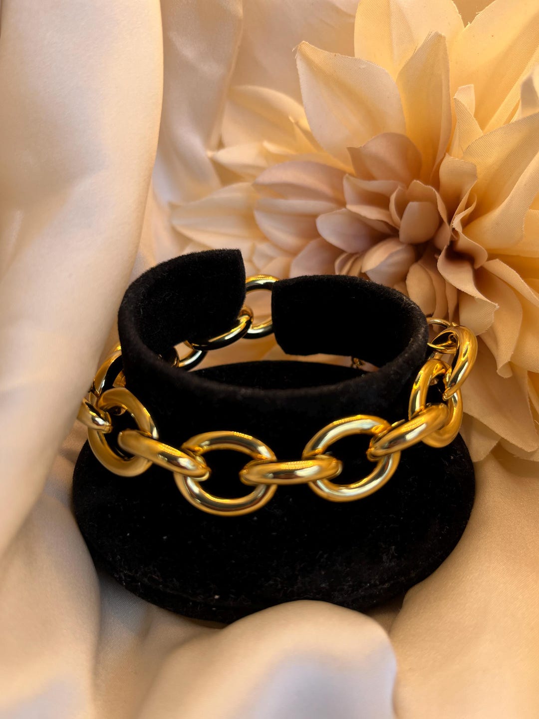 18k Gold Chunky Link Bracelet, Chunky Gold Paperclip Chain Bracelet ...