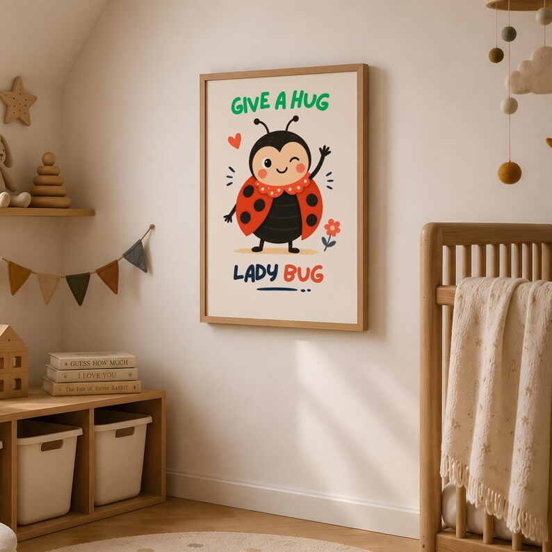 Ladybug Nursery Print, Kids Room Wall Art, Playroom Decor (digital ...