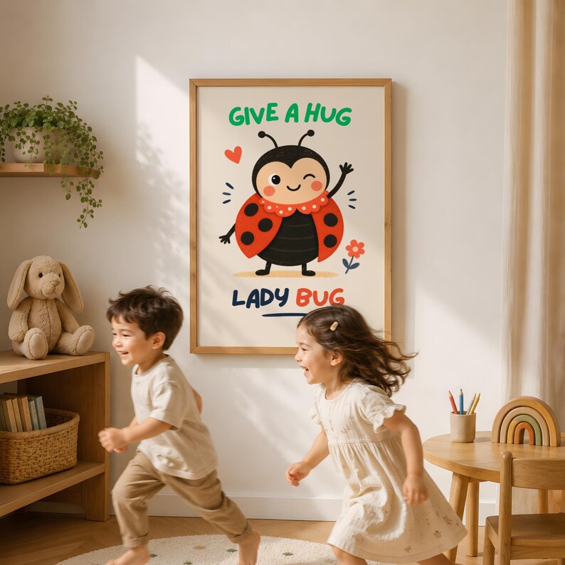 Ladybug Nursery Print, Kids Room Wall Art, Playroom Decor (digital ...