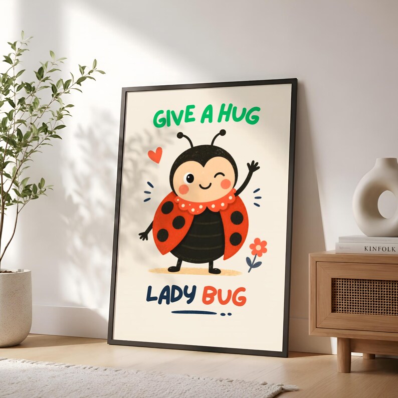 Ladybug Nursery Print, Kids Room Wall Art, Playroom Decor (digital ...