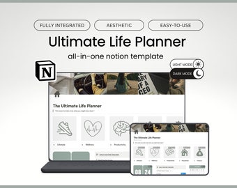 Editable Notion Template, Life Planner, All in One Notion Template, Aesthetic That Girl Notion ...