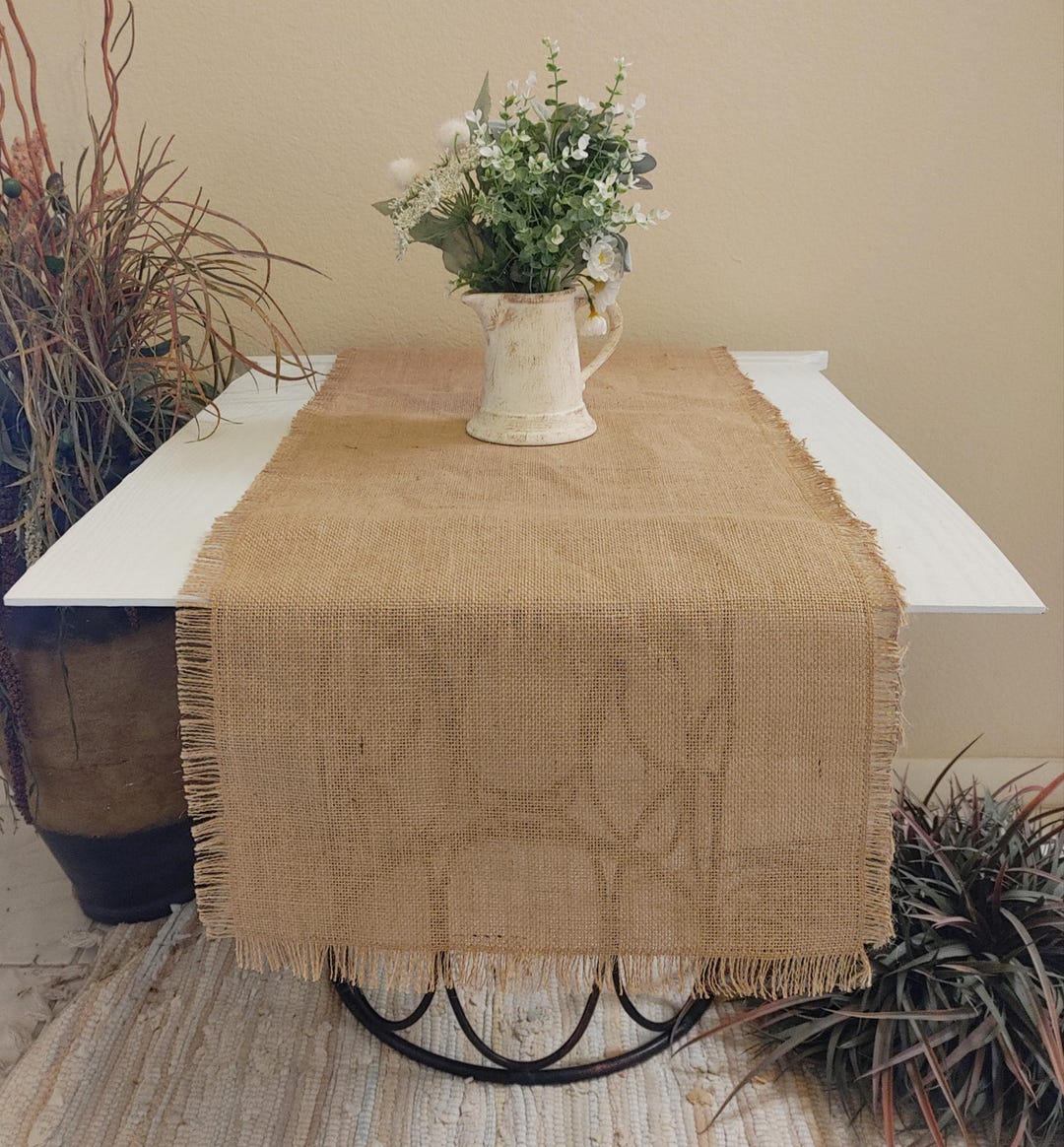Farmhouse Premium Burlap Table Runner, Handmade Frayed Edges Rustic ...