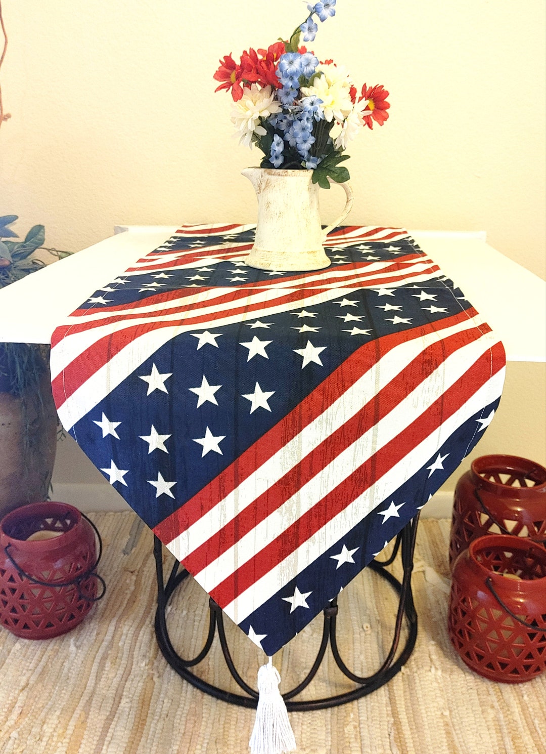American Table Runner, Red White and Blue Patriotic Table Runner, 4th ...