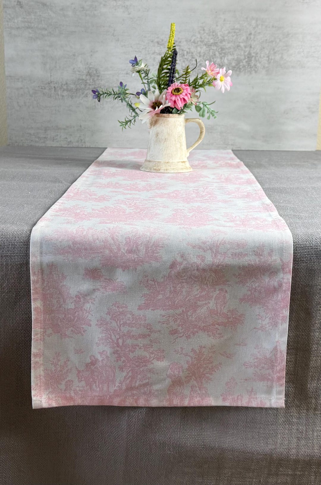 Pink Toile Table Runner: Premier Prints Cotton Fabric - Etsy