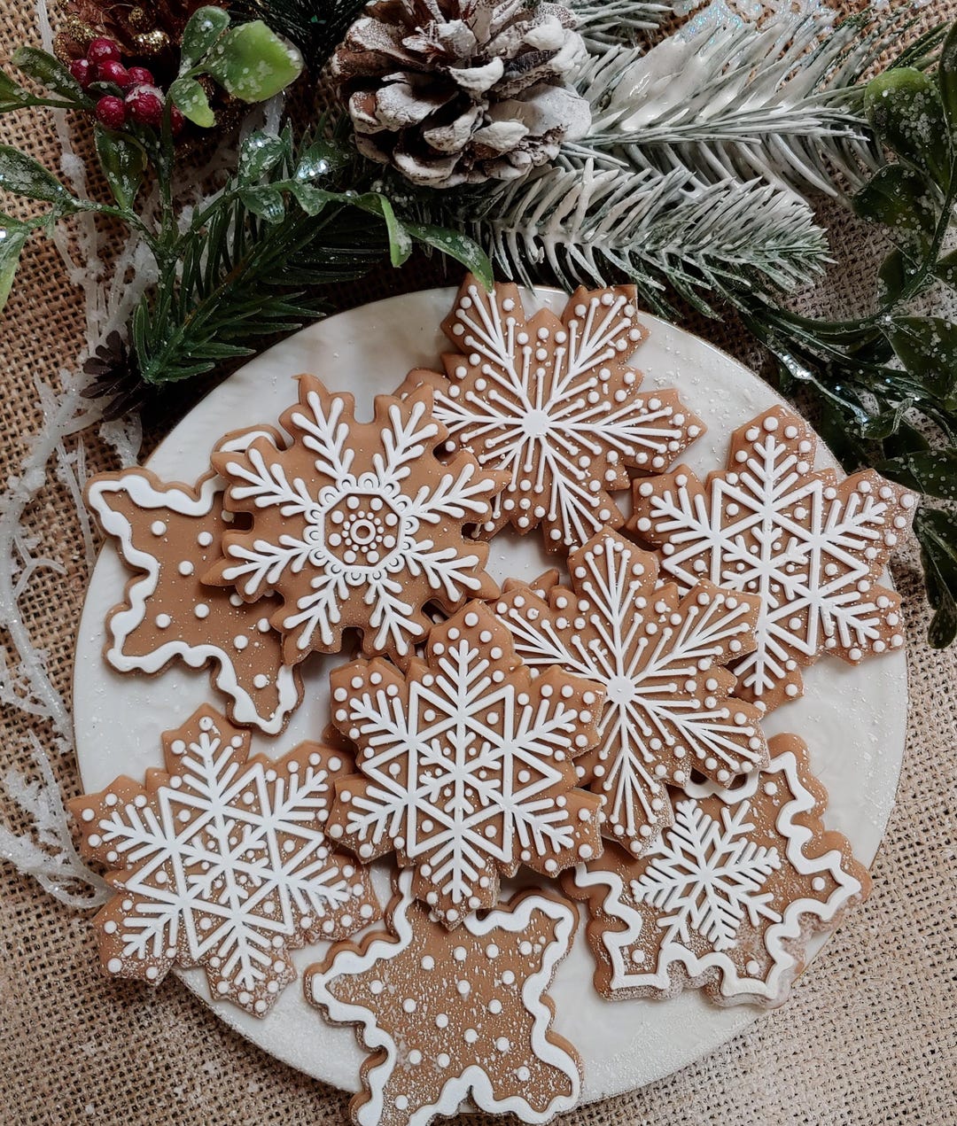 Faux MINI Gingerbread Snowflake Cookies for Tiered Tray Decor, Santa's ...