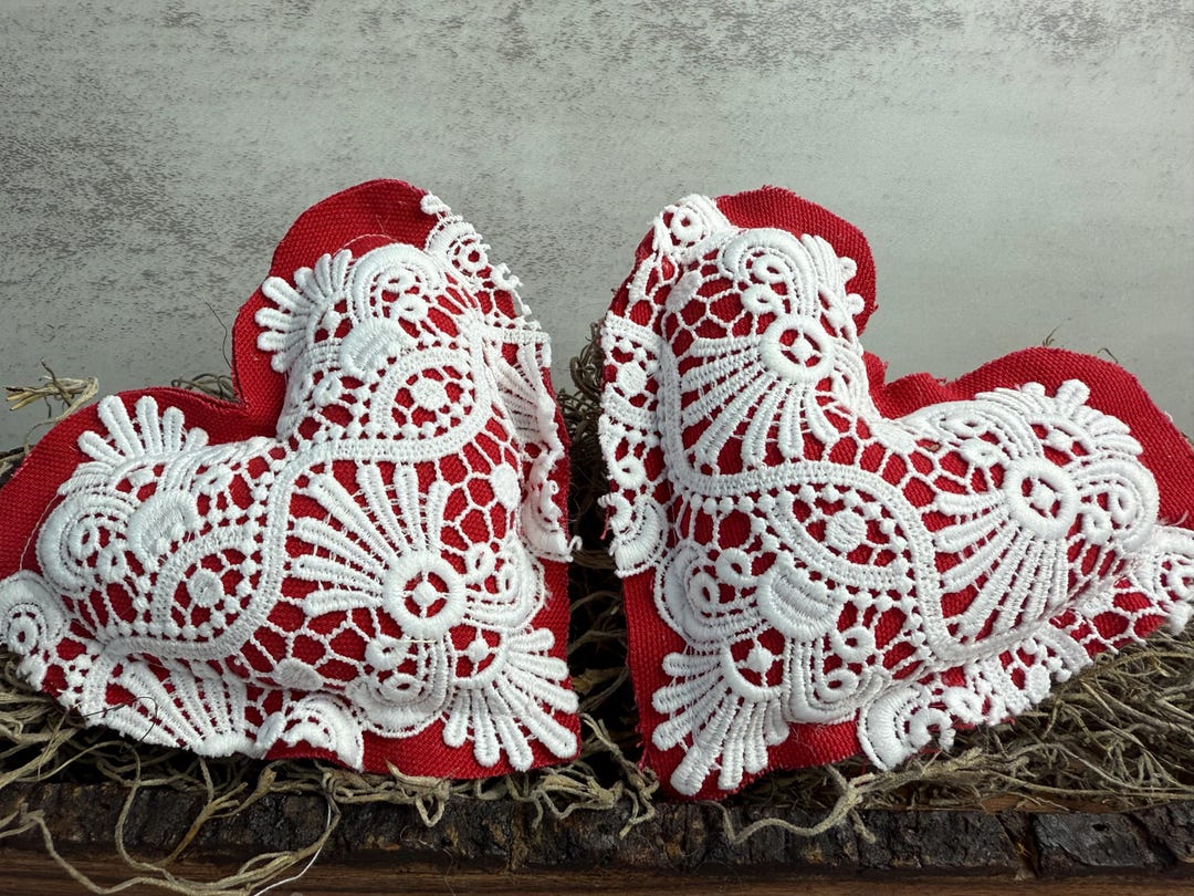 Heart Bowl Filler/sets of 2/cotton and Crochet Hearts/ Farmhouse ...