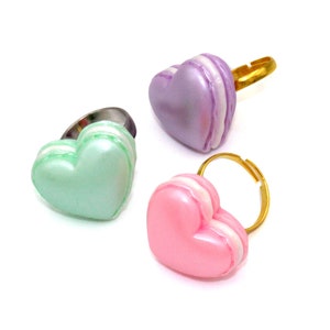 Pastel Heart Macaron Ring, Valentine's Day, Gift for Best Friend, Macaroon Ring, Kawaii, Lolita ...