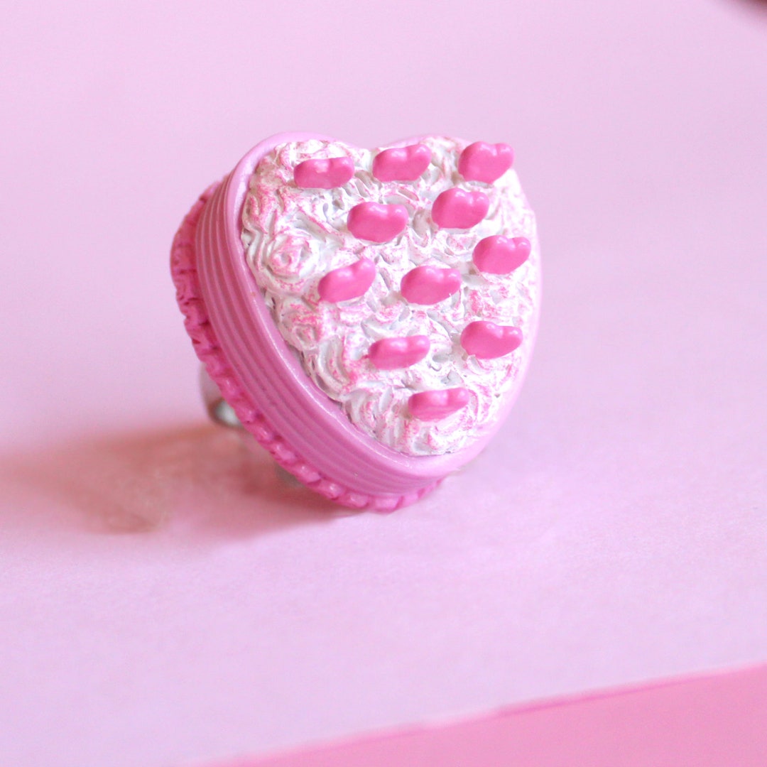 Pink Heart Cake Ring, Kawaii Pastel Birthday Cake, Lolita Charm, Party ...