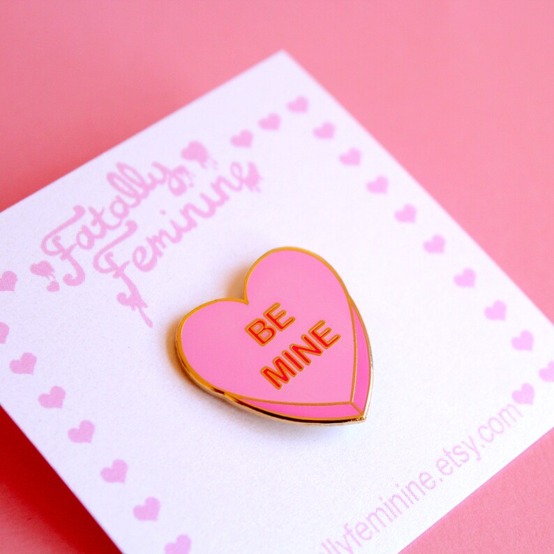 Be Mine Enamel Pin, Candy Heart, Conversation Heart, Valentine's Day ...