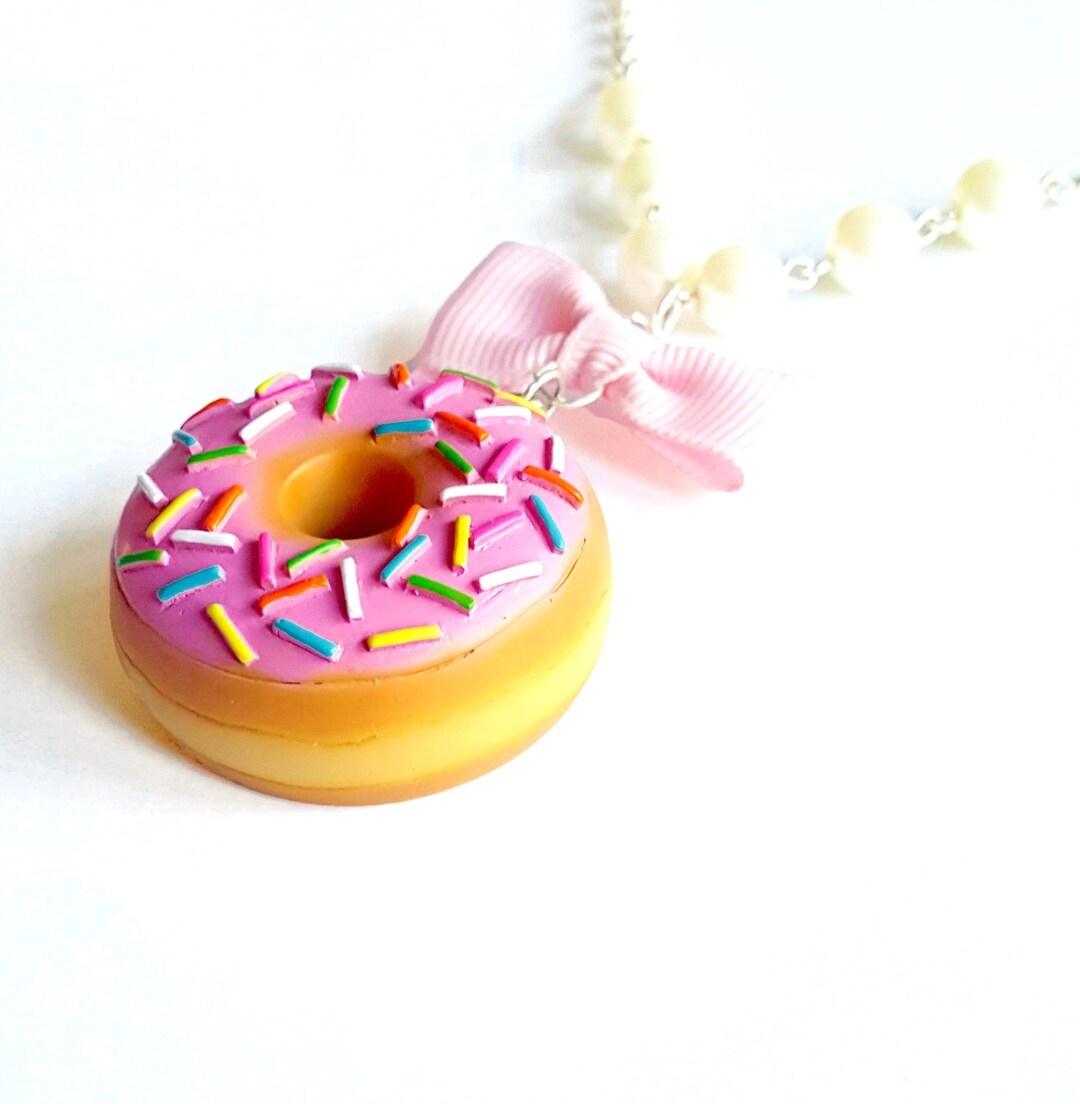 Donut Necklace, Large Doughnut Pendant Necklace, Kawaii Necklace ...