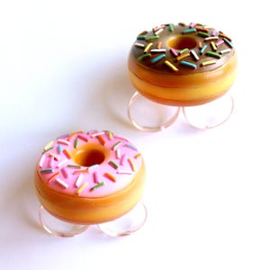 Donut Ring, Miniature Food, Large Pink Chocolate Doughnut Two Finger ...