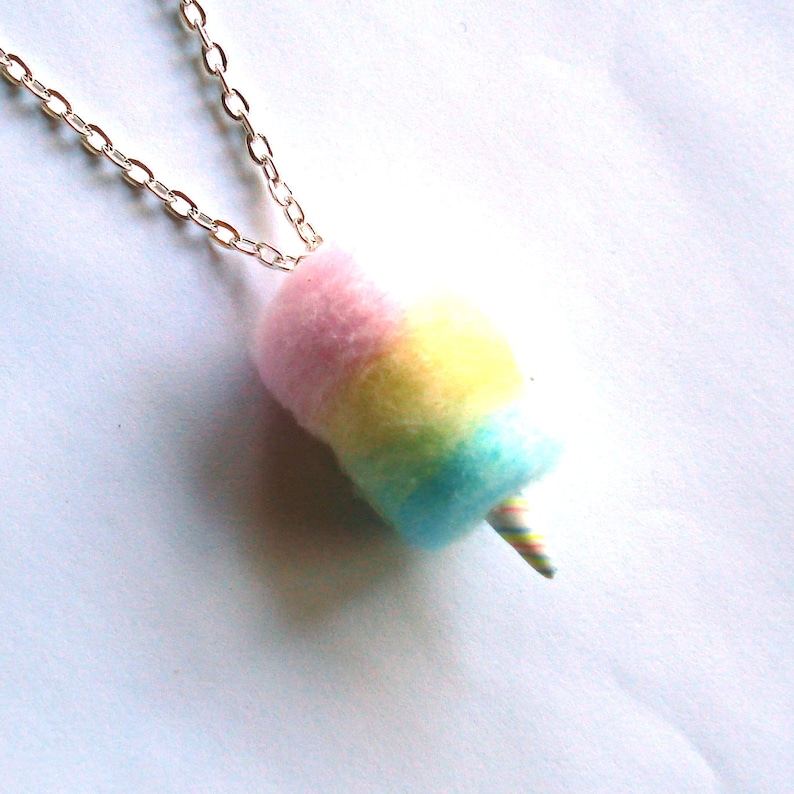Cotton Candy Necklace, Rainbow Cotton Candy Jewelry, Harajuku Cotton ...