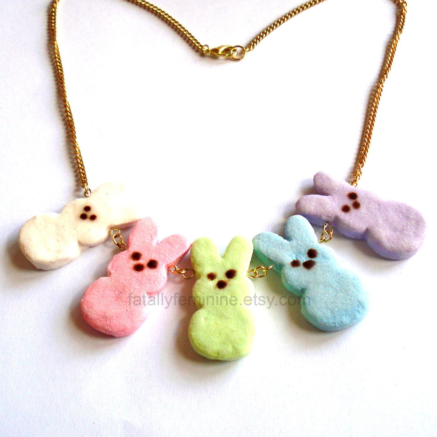 Marshmallow Bunny Statement Necklace Easter Necklace Pastel - Etsy