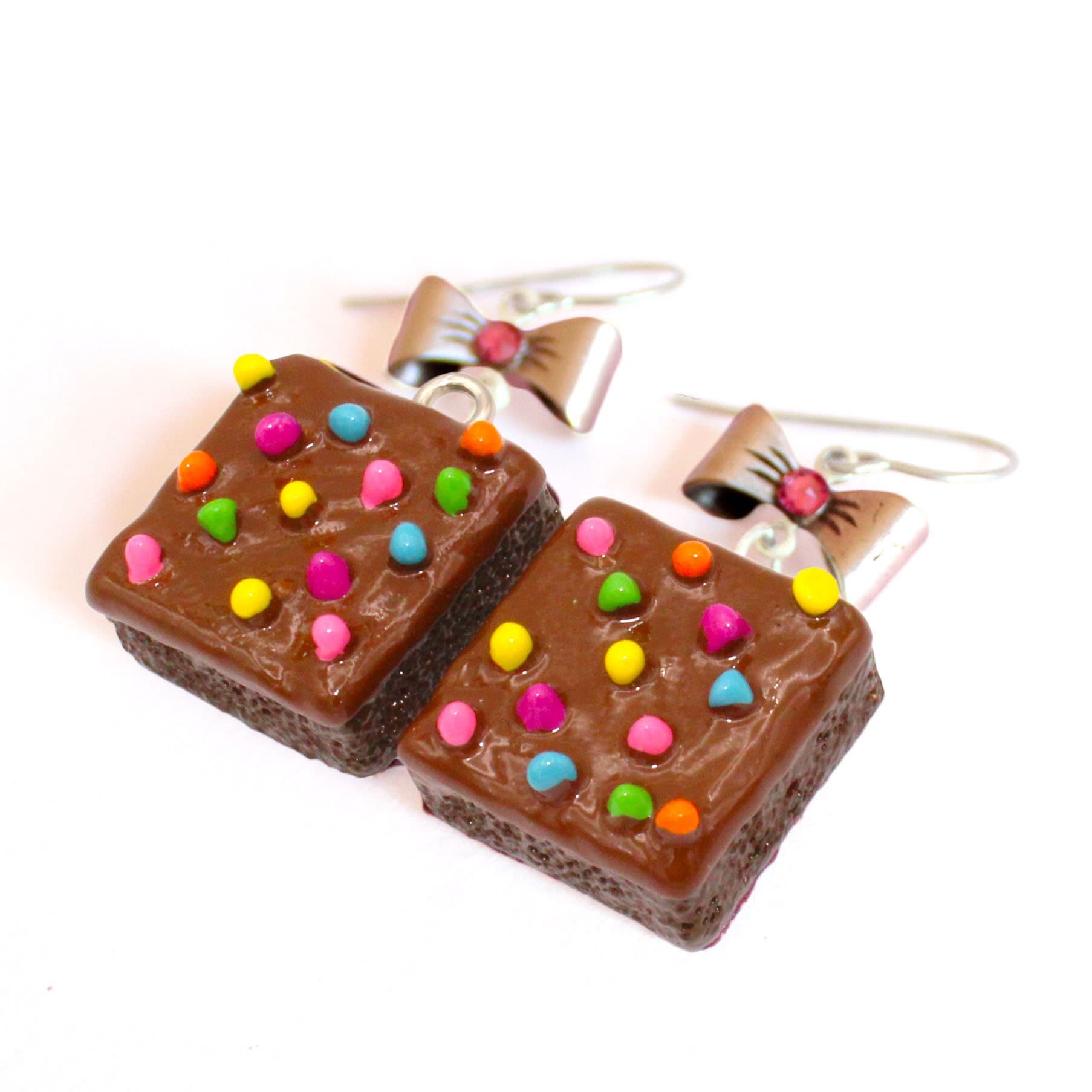Brownie Earrings, Kidcore, Rainbow Sprinkle Brownie Earrings ...