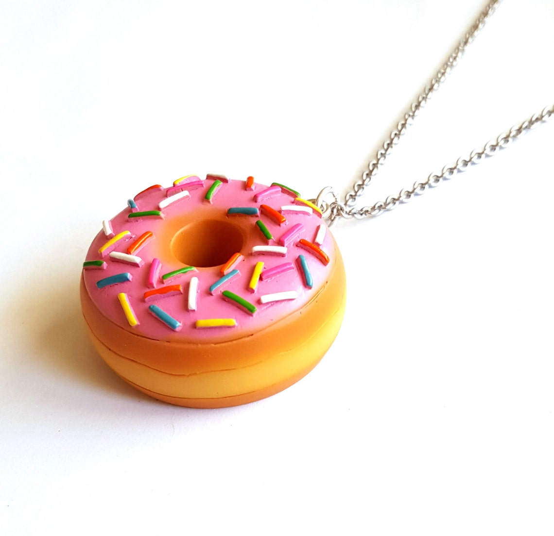 Donut Necklace Large Doughnut Pendant Necklace Kawaii - Etsy