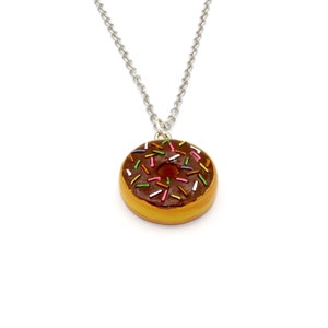 Rainbow Sprinkle Donut Necklace, Pink Doughnut Pendant Necklace ...