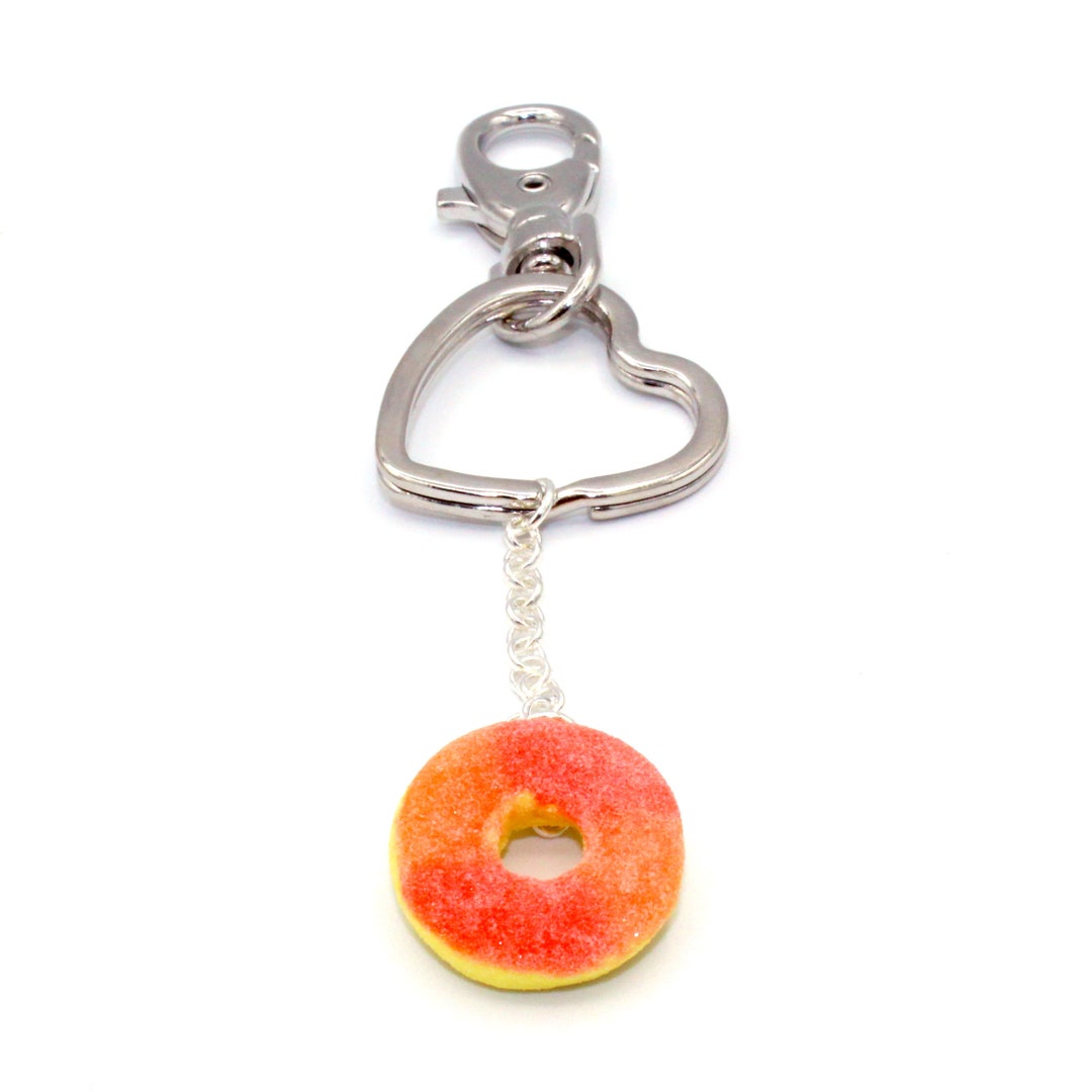 Peach Ring Gummy Keychain, Candy Key Chain, Peach Key Chain, Nostalgic ...