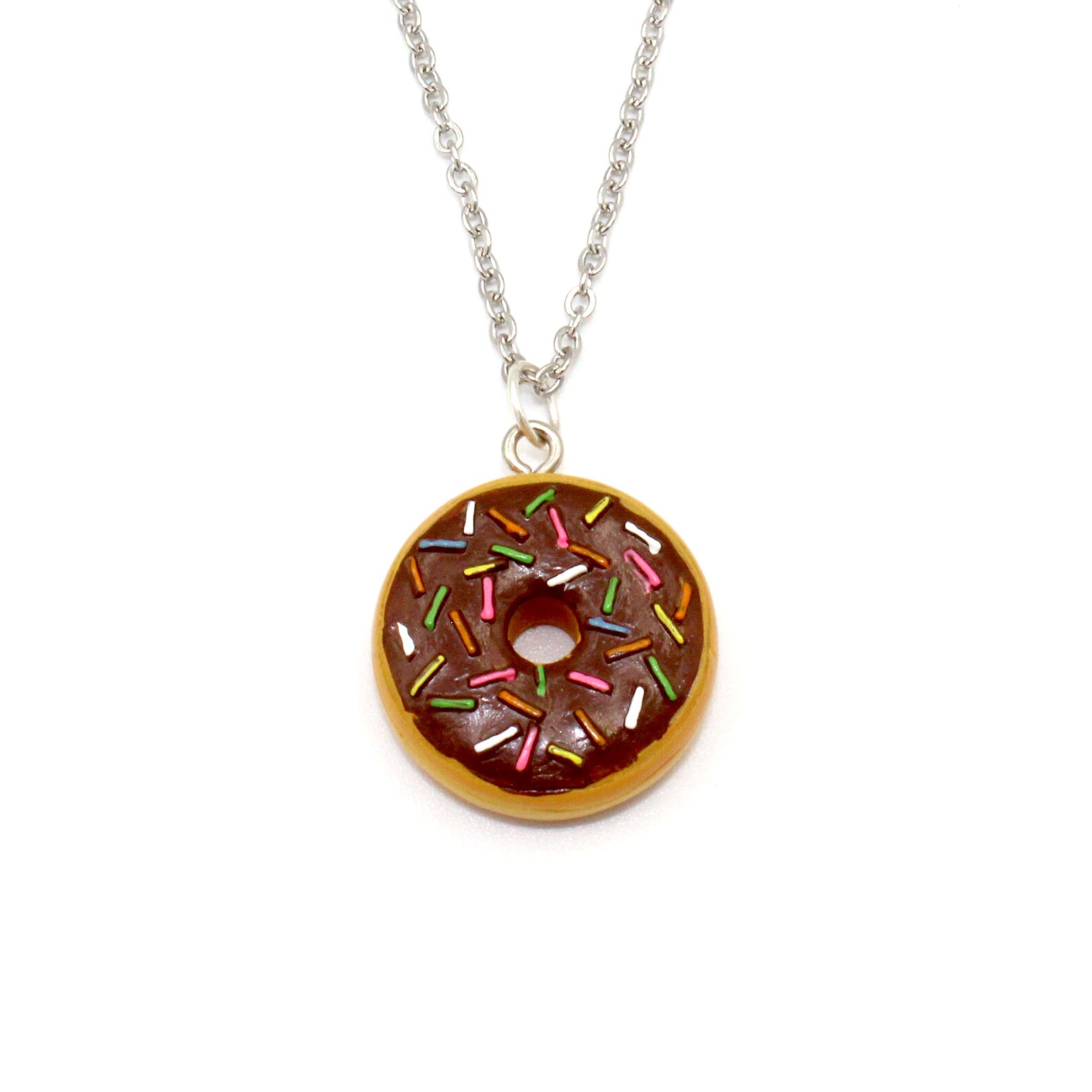 Rainbow Sprinkle Donut Necklace Pink Doughnut Pendant - Etsy