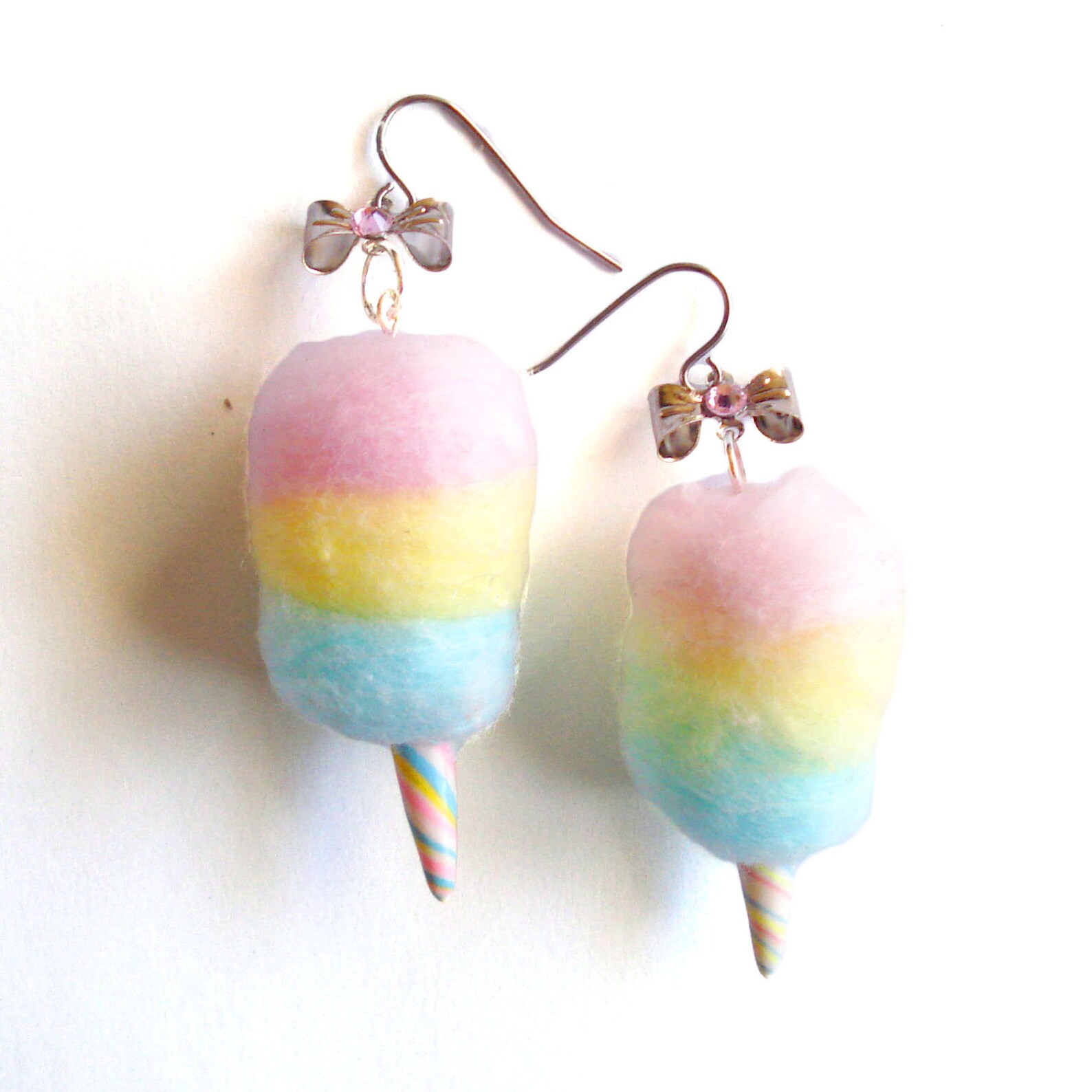 Rainbow Cotton Candy Earrings, Harajuku Cotton Candy Earrings, Carnival ...