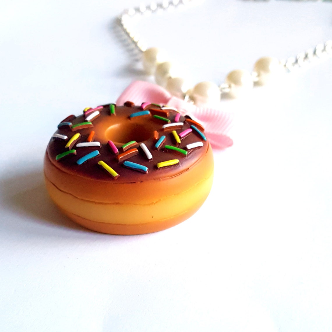 Donut Necklace, Large Doughnut Pendant Necklace, Kawaii Necklace ...