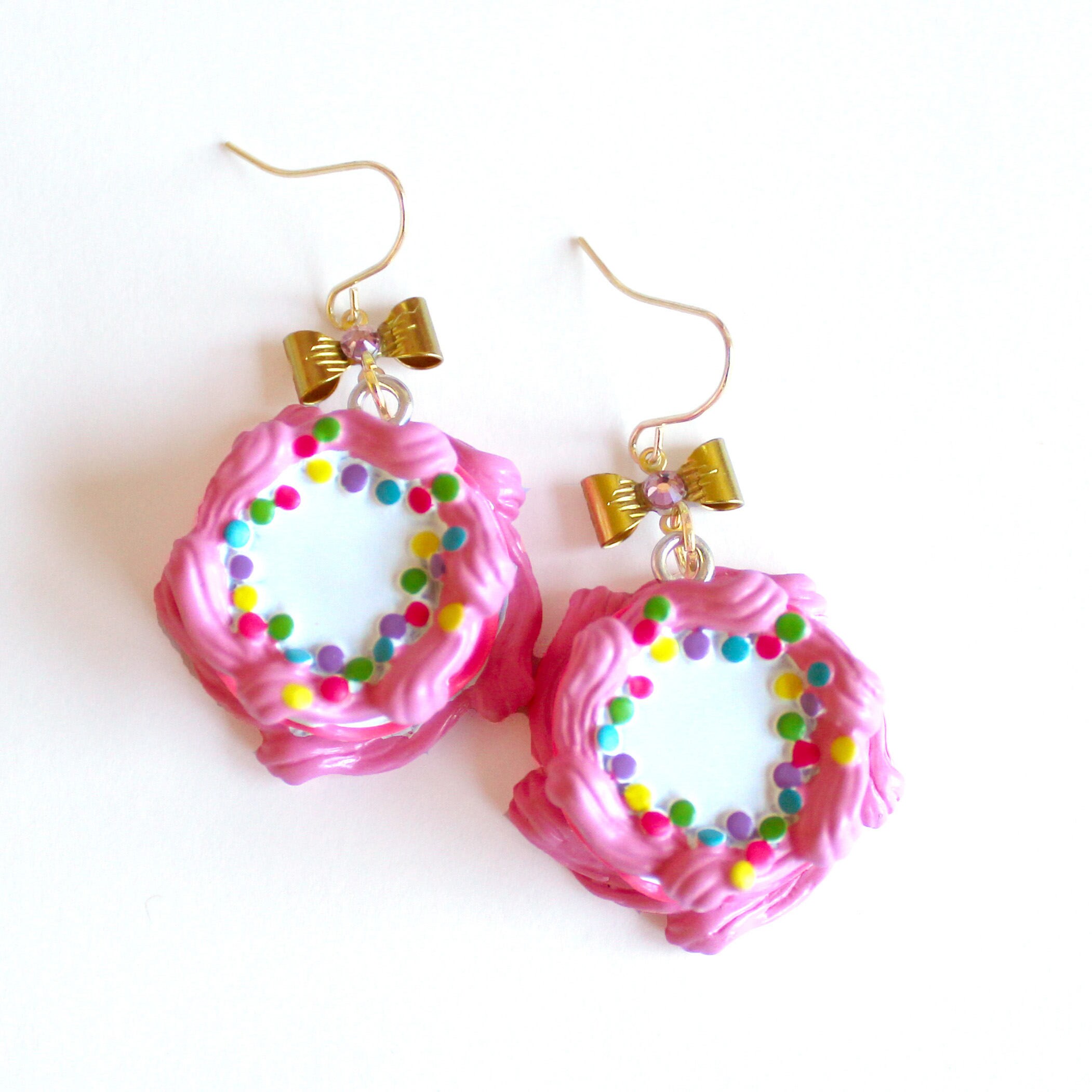 Pink Birthday Cake Earrings, Kawaii Earrings, Pinup Jewelry Birthday ...