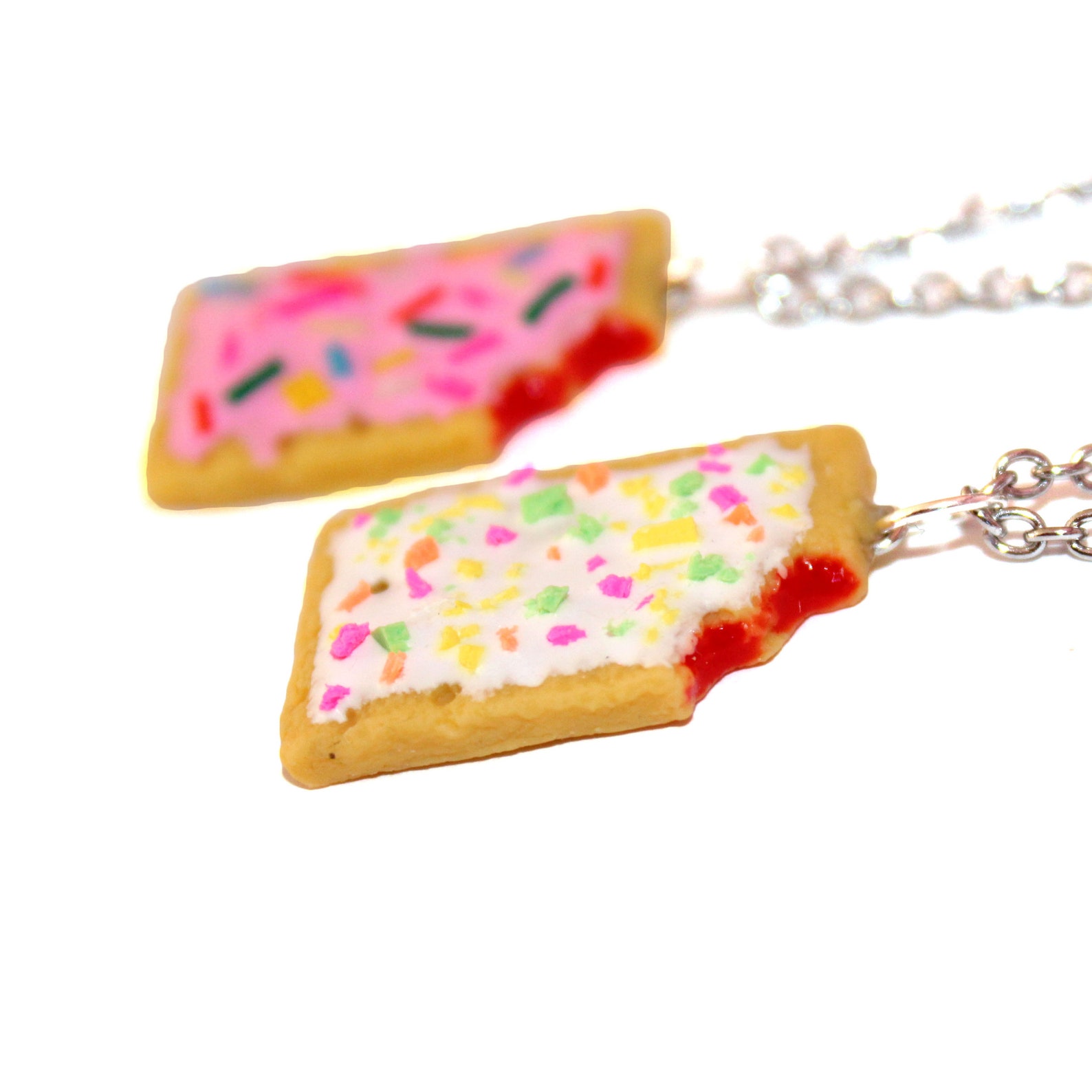 Pink Toaster Pastry Necklace, Breakfast Necklace, Strawberry, Gift for ...