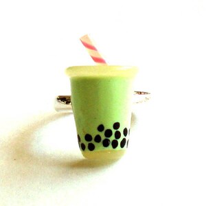 Boba Tea Ring Bubble Tea Ring Kawaii Bubble Tea Jewelry Thai Tea Charm ...
