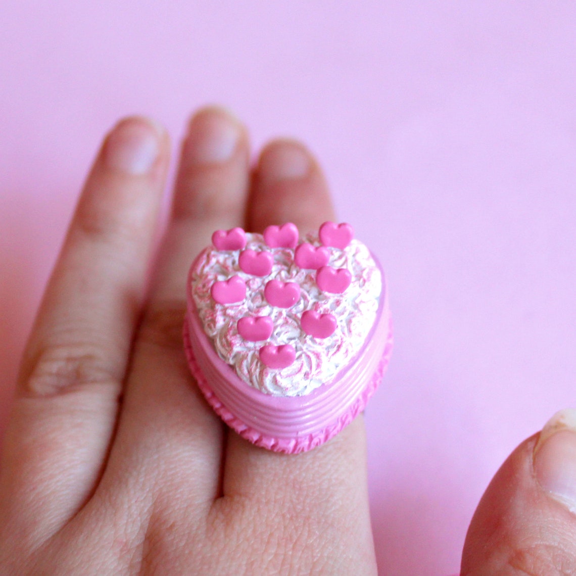 Pink Heart Cake Ring Kawaii Pastel Birthday Cake Lolita | Etsy