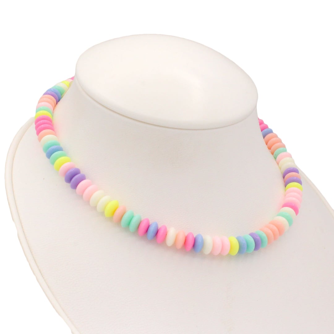 Rainbow Pastel Faux Candy Choker Custom Length Necklace Handmade Cute ...