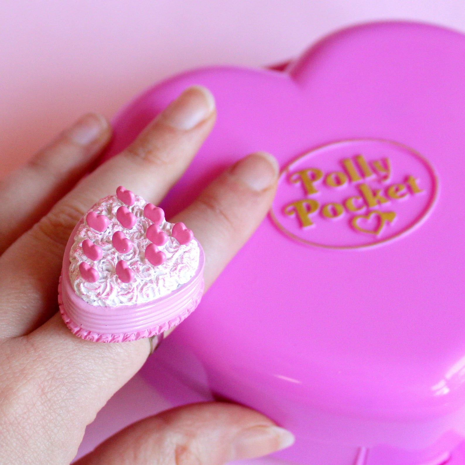 Pink Heart Cake Ring, Kawaii Pastel Birthday Cake, Lolita Charm, Party ...