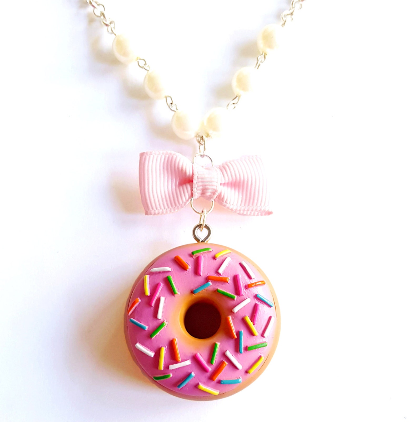 Donut Necklace, Large Doughnut Pendant Necklace, Kawaii Necklace ...