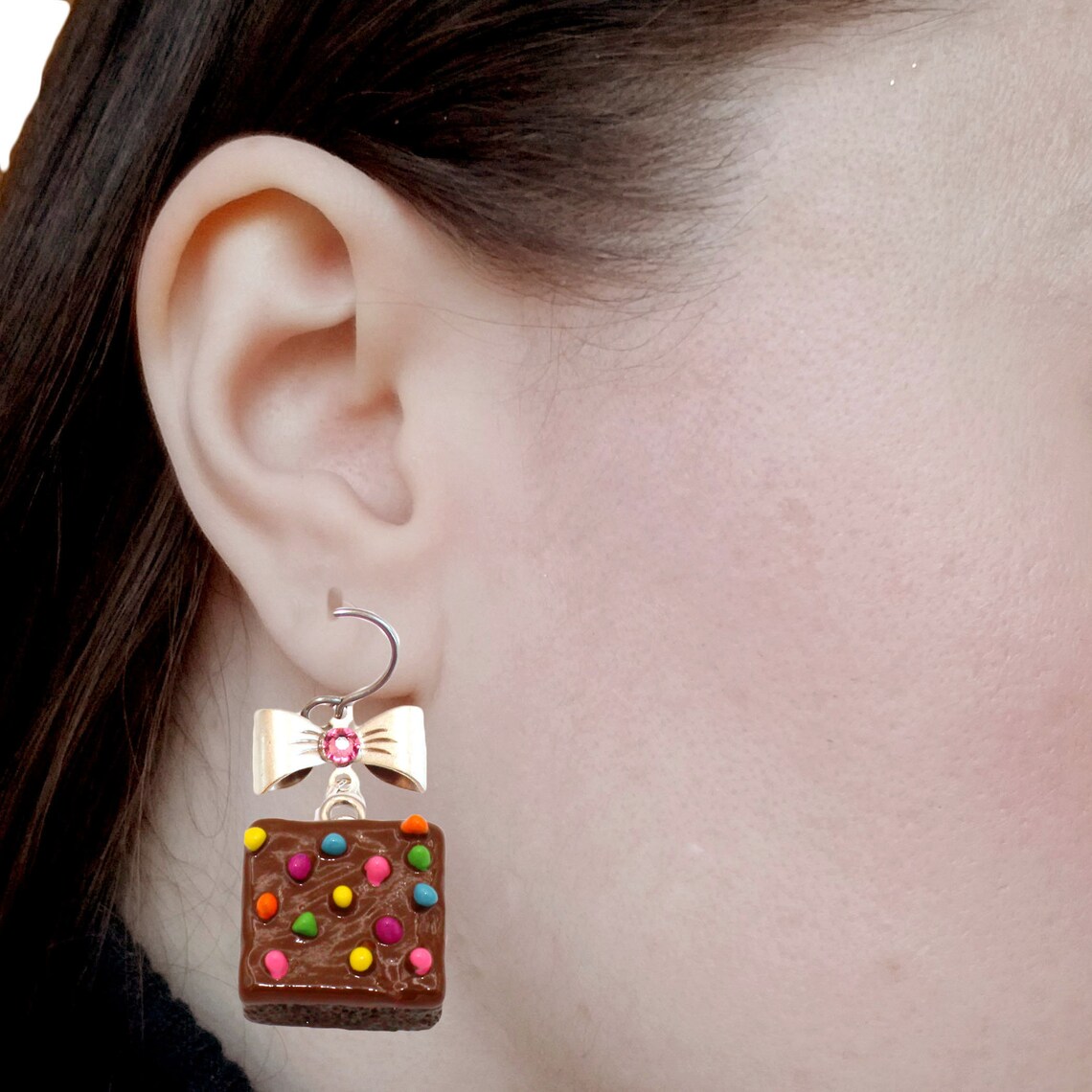 Brownie Earrings, Kidcore, Rainbow Sprinkle Brownie Earrings ...