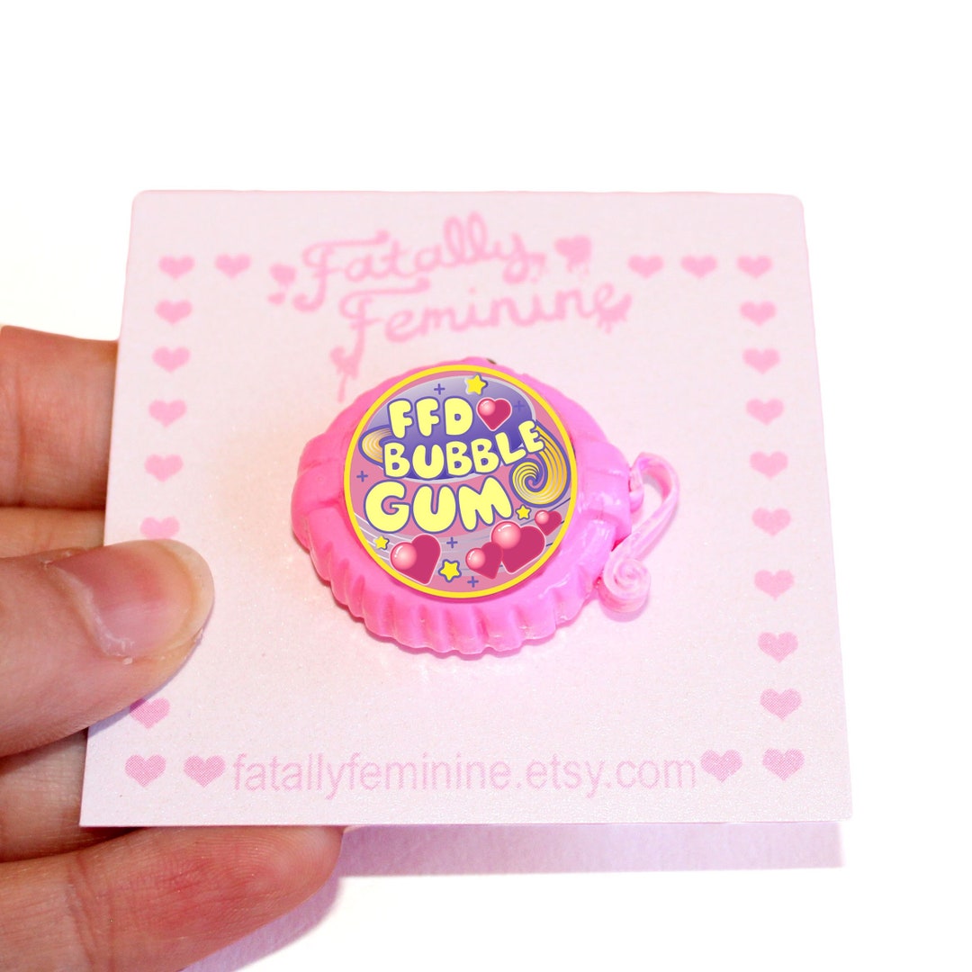 Pink Bubble Gum Pin, Kawaii Polymer Clay Brooch, Bubblegum Candy Lapel ...