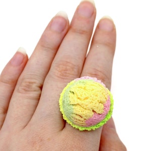 Pastel Rainbow Ice Cream Ring, Kawaii Gift for Best Friend, Cute Charm ...