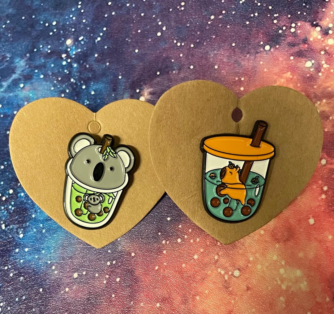 Cute Animal Bubble Tea Pin Badges PANDA/KOALA/CAPYBARA - Etsy