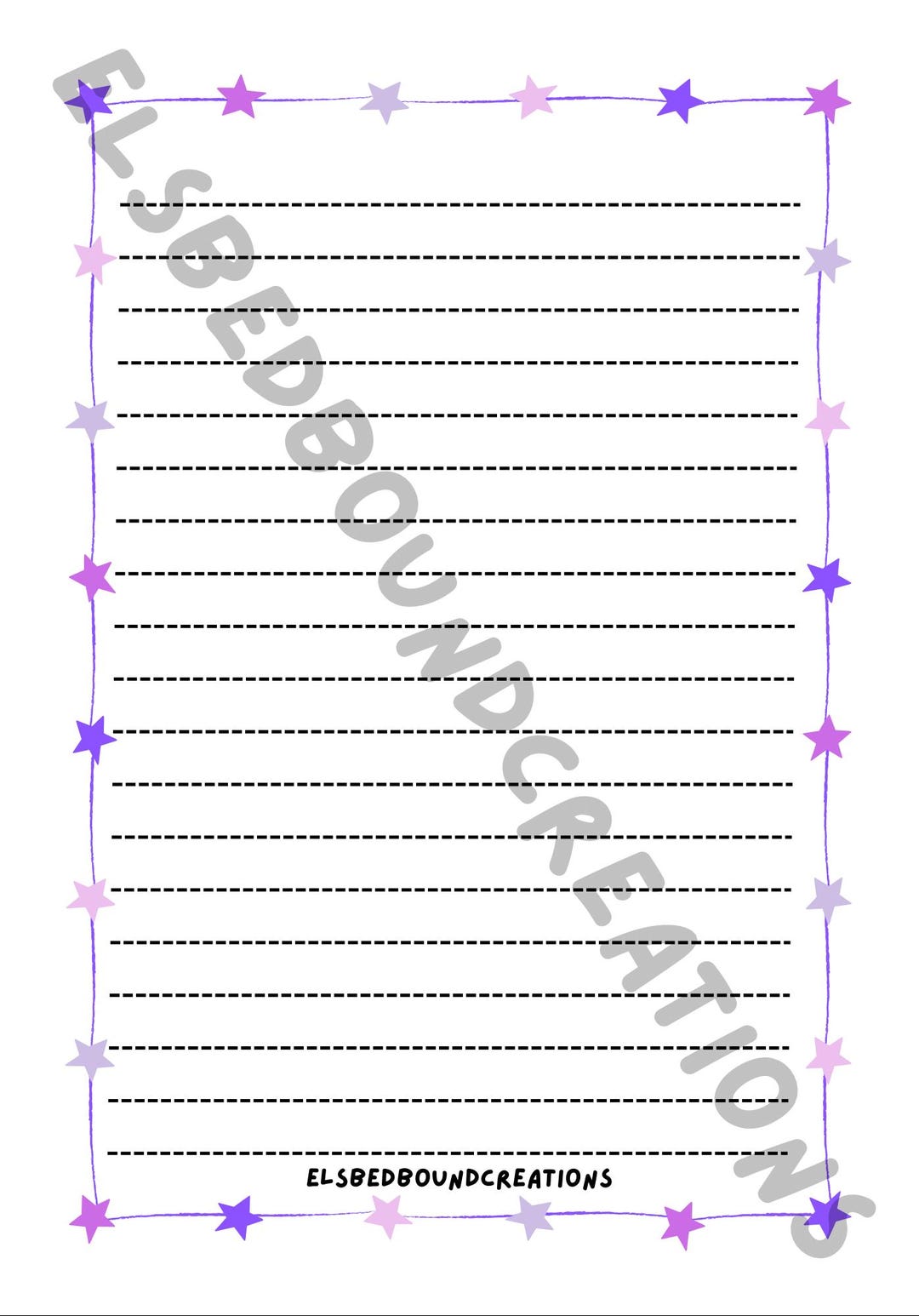 Rainbow Stars Writing Paper Printables Set - Etsy