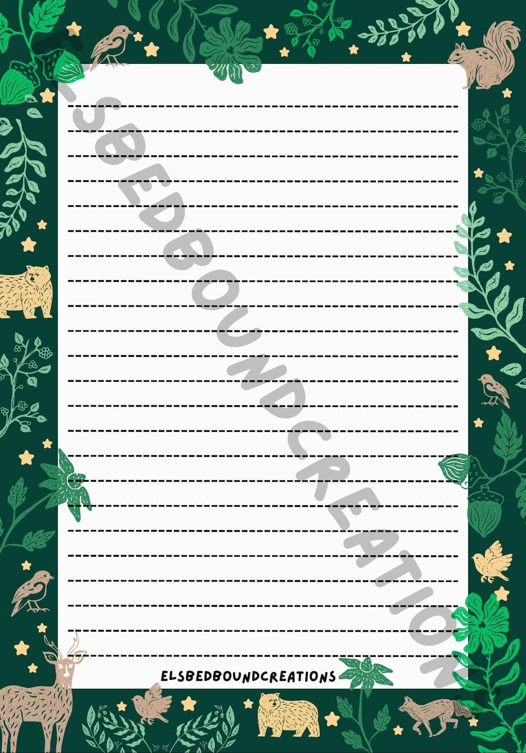 Woodland Writing Paper Printables Set - Etsy