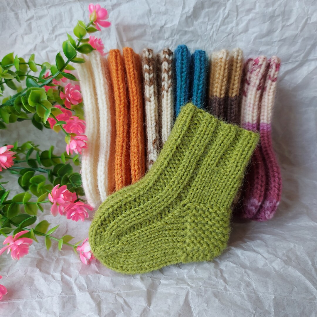 Newborn Baby Wool Socks Children's Socks Hand Knit, Size 9,5 Cm (3,7 ...