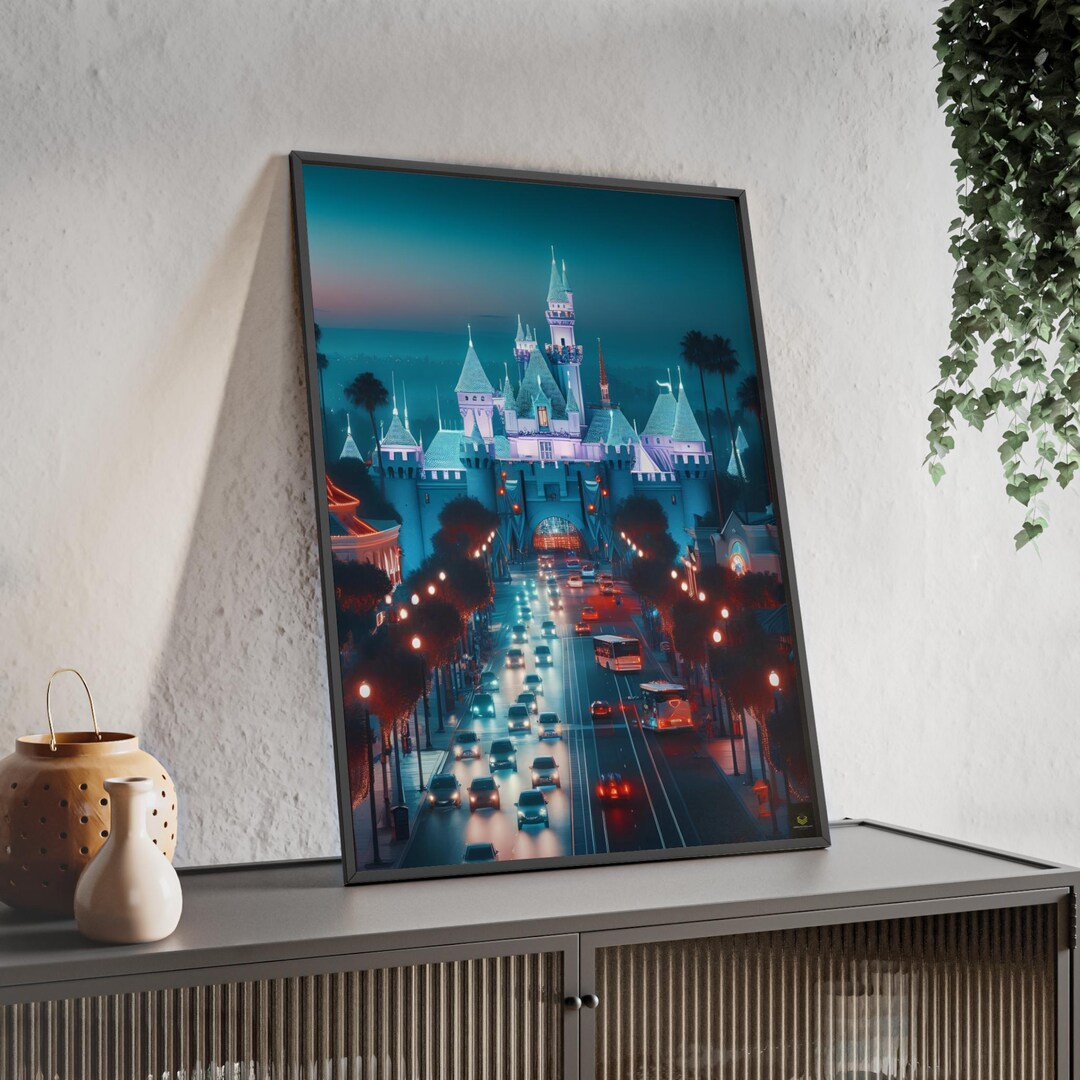 Cool Colors Anaheim Cityscape Poster With Pinewood Frame - Etsy